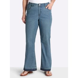 Bootcut-Jeans sheego, Damen, Gr. 40, Normalgr&ouml;&szlig;en, blau, bleached, 81% Baumwolle, 17% Polyester, 2% Elasthan, unifarben, lang, Jeans