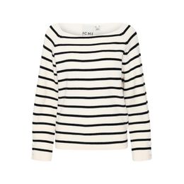 Strickpullover Ichi "Strickpullover IHBOSTON", Damen, Gr. L, beige (birch with schwarz stripe), Obermaterial: 50% Viskose CV. 28% Polyester PES. 22% Nylon NY., Pullover Strickpullover