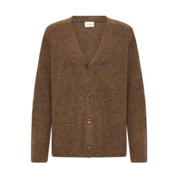 Strickjacke Fransa "Strickjacke FRELISE", Damen, Gr. L, beige (rain drum melange), Obermaterial: 74% Polyacryl PAN. 22% Polyester PES. 4% Elasthan EL., Strickjacken Strickjacke