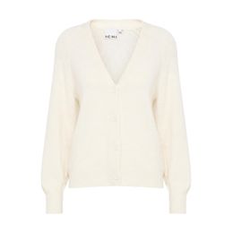Strickjacke Ichi "Langarm IHKAMARA", Damen, Gr. S, wei&szlig; (cloud dancer), Obermaterial: 52% Polyacryl PAN. 30% Polyester PES. 15% Alpaka WP. 3% Elasthan EL., Strickjacken Strickjacke