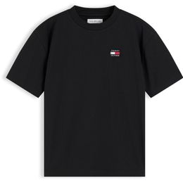 T-Shirt Tommy Hilfiger, M&auml;dchen, Gr. 12 (152), schwarz, Single Jersey, Obermaterial: 100% Baumwolle, unifarben, regular fit normal, Rundhals, abgesteppte Kante, Shirts T-Shirt, Rundhalsausschnitt, Regular Fit, reine Baumwolle,Kinder bis 16 Jahre