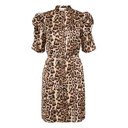 Midikleid Ichi "Kleid IXNINA", Damen, Gr. 36, N-Gr, bunt (stucco leo print), Obermaterial: 100% Polyester PES., Kleider Midikleid