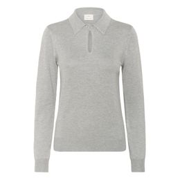 Strickpullover Kaffe "Strickpullover KAjada", Damen, Gr. L, grau (grau melange), Obermaterial: 80% Viskose CV. 20% Nylon NY., Pullover Strickpullover