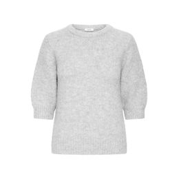 Strickpullover B.Young "Strickpullover BYMILLERS", Damen, Gr. L, grau (mid grau melange), Obermaterial: 64% Polyester PES. 28% Polyacryl PAN. 8% Wolle mw., Pullover Strickpullover