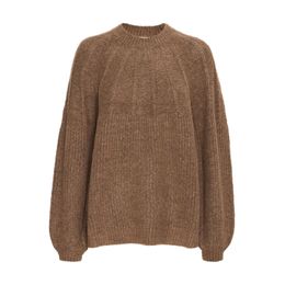 Strickpullover Fransa "Strickpullover FRBEVERLY", Damen, Gr. L, beige (rain drum melange), Obermaterial: 47% Polyester PES. 47% Viskose CV. 6% Wolle mw., Pullover Strickpullover