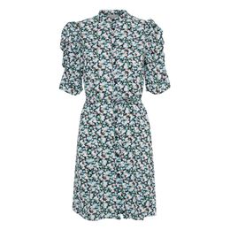 Midikleid Ichi "Kleid IXNINA", Damen, Gr. 36, N-Gr, blau (total eclipse with blau flowers), Obermaterial: 100% Polyester PES., Kleider Midikleid