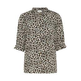 Kurzarmbluse Kaffe "Kurzarm-Bluse KAvelana", Damen, Gr. 44, bunt (multi color leo print), Obermaterial: 50% Viskose CV. 50% Viskose LENZING ECOVERO CV LenzEcov., Blusen