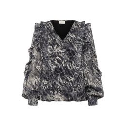 Langarmbluse Kaffe "Langarm-Bluse KAalica", Damen, Gr. 36, schwarz (schwarz, grau abstract graphic), Obermaterial: 100% Polyester PES., Blusen