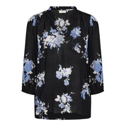 Langarmbluse Kaffe "Langarm-Bluse KAedita", Damen, Gr. 34, schwarz (schwarz, blau flower print), Obermaterial: 100% Viskose LENZING ECOVERO CV LenzEcov., Blusen