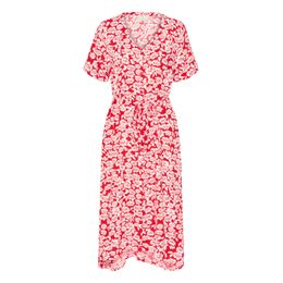 Midikleid Kaffe "Kleid KAbeathe", Damen, Gr. 34, N-Gr, rot (true rot, chalk flower print), Obermaterial: 100% Viskose LENZING ECOVERO CV LenzEcov., Kleider Midikleid