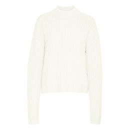 Strickpullover Kaffe "Strickpullover KAbess", Damen, Gr. L, wei&szlig; (chalk), Obermaterial: 50% Baumwolle CO. 50% Polyacryl PAN., Pullover Strickpullover