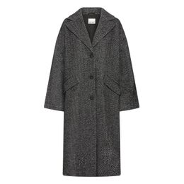 Wintermantel Ichi "Jacke IHEMMALU", Damen, Gr. 36, schwarz (schwarz herringbone structure), Obermaterial: 88% Polyester PES. 12% Wolle mw., M&auml;ntel Wintermantel