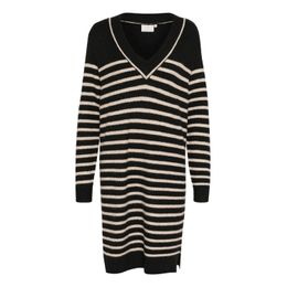 Midikleid Kaffe "Kleid KAjuno", Damen, Gr. L, N-Gr, schwarz (schwarz, feather melange stripe), Obermaterial: 45% Polyester PES. 38% Nylon NY. 10% Polyacryl PAN. 5% Wolle mw. 2% Elasthan EL., Kleider Midikleid