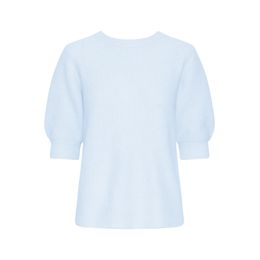 Strickpullover B.Young "Strickpullover BYOMEA", Damen, Gr. L, blau (cashmere blau melange), Obermaterial: 53% Polyester PES. 39% Polyacryl PAN. 5% Wolle mw. 3% Elasthan EL., Pullover Strickpullover