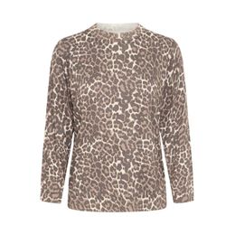 Strickpullover Pulz Jeans "Strickpullover PZSARA", Damen, Gr. L, braun (braun animal printed), Obermaterial: 80% Viskose LENZING ECOVERO CV LenzEcov. 20% Polyester PES., Pullover Strickpullover