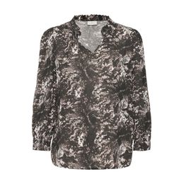 Langarmbluse Kaffe "Langarm-Bluse KAlinda", Damen, Gr. 34, schwarz (schwarz, grau abstract graphic), Obermaterial: 100% Viskose LENZING ECOVERO CV LenzEcov., Blusen