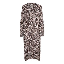Midikleid Kaffe "Kleid KAdrylia", Damen, Gr. 34, N-Gr, beige (feather gray leo print), Obermaterial: 50% Viskose CV. 50% Viskose LENZING ECOVERO CV LenzEcov., Kleider Midikleid