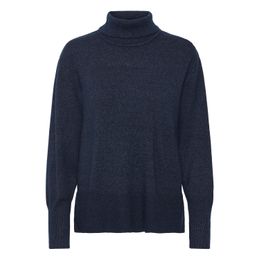 Strickpullover Pulz Jeans "Strickpullover PZSTEFFI", Damen, Gr. L, blau (schwarz sapphire melange), Obermaterial: 50% Viskose CV. 27% Nylon NY. 23% Polyester PES., Pullover Strickpullover