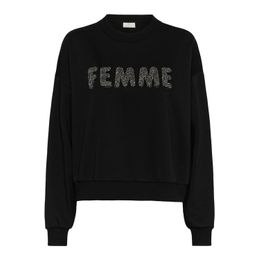Sweatshirt Kaffe "Sweatshirt KAlise", Damen, Gr. L, schwarz (schwarz deep), Obermaterial: 50% Baumwolle CO. 50% Polyester PES., Sweatshirts Sweatshirt