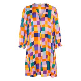 Midikleid Culture "Kleid CUvarla", Damen, Gr. M, N-Gr, bunt (multi square), Obermaterial: 50% Viskose CV. 50% Viskose LENZING ECOVERO CV LenzEcov., Kleider Midikleid