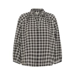 Kurzarmbluse Kaffe "Kurzarm-Bluse KAelna", Damen, Gr. 34, schwarz (schwarz, grau check), Obermaterial: 100% Baumwolle CO., Blusen