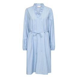 Midikleid Kaffe "Kleid KAsanni", Damen, Gr. 38, N-Gr, blau (soft chambray), Obermaterial: 85% Viskose CV. 15% Nylon NY., Kleider Midikleid