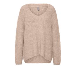 Strickpullover Culture "Strickpullover CUbrava", Damen, Gr. L-XL, beige (nomad melange), Obermaterial: 70% Polyester PES. 21% Nylon NY. 8% Wolle mw. 1% Elasthan EL., Pullover Strickpullover