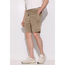 Shorts Street One MEN, Herren, Gr. 31, raw beige, Web, 98% Baumwolle, 2% Elasthan, unifarben, regular fit kurz, Hosen Shorts, aus Baumwolle mit Stretchanteil