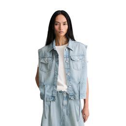 Marc O'Polo Jeansweste MARC O'POLO DENIM "mit Taillen-Tunnelzug", Damen, Gr. L, light blau, Obermaterial: 100% Baumwolle, unifarben, loose fit, Westen