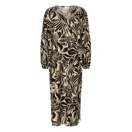 Midikleid Kaffe "Kleid KAcelia", Damen, Gr. 34, N-Gr, beige (feather gray, schwarz graphic), Obermaterial: 83% Viskose CV. 17% Polyamid PA., Kleider Midikleid