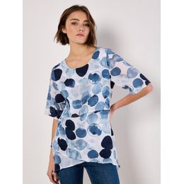 Longbluse Apricot "Bluse", Damen, Gr. S (36), blau (navy), gewebt, Obermaterial: 65% Viskose CV. 35% Polyester PES., gemustert, normal, Blusen Longbluse, mit Punktedruck
