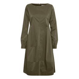 Midikleid Culture "Kleid CUantoinett", Damen, Gr. L, N-Gr, gr&uuml;n (burnt olive), Obermaterial: 65% Baumwolle CO. 33% Polyester PES. 2% Elasthan EL., Kleider Midikleid