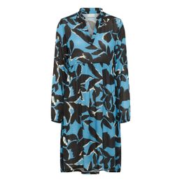Midikleid Kaffe "Kleid KAlisette", Damen, Gr. 34, N-Gr, blau (windward blau, schwarz flower), Obermaterial: 100% Viskose LENZING ECOVERO CV LenzEcov., Kleider Midikleid