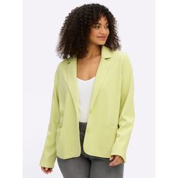 Sweatblazer sheego "Sweatblazer", Damen, Gr. 40, pistazie, 100% Baumwolle, Blazer