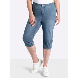 Caprijeans sheego, Damen, Gr. 40, Normalgr&ouml;&szlig;en, blau, bleached, 99% Baumwolle, 1% Elasthan, unifarben, knielang, Jeans