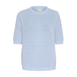 Strickpullover Kaffe "Strickpullover KAry", Damen, Gr. L, blau (windsurfer), Obermaterial: 50% Baumwolle CO. 50% Polyacryl PAN., Pullover Strickpullover