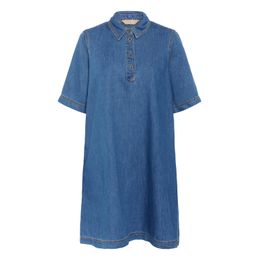 Midikleid Culture "Kleid CUwinnie", Damen, Gr. L, N-Gr, blau (dunkelblau wash), Obermaterial: 90% Baumwolle CO. 10% Lyocell CLY., Kleider Midikleid
