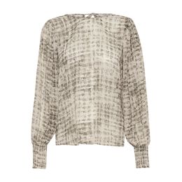 Langarmbluse Kaffe "Langarm-Bluse KAtrinike", Damen, Gr. 38, grau (grau texture check), Obermaterial: 100% Polyester PES., Blusen