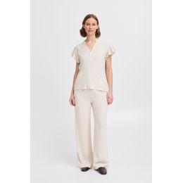 Kurzarmbluse B.Young "Kurzarm-Bluse BYFILINEN", Damen, Gr. 36, beige (nature linen), Obermaterial: 70% Viskose CV. 30% Leinen LI., Blusen
