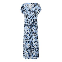 Jumpsuit Kaffe "Overall KAmira", Damen, Gr. 40, N-Gr, blau (blau flower print), Obermaterial: 100% Viskose LENZING ECOVERO CV LenzEcov., Overalls Jumpsuit