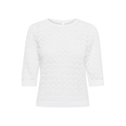 Strickpullover Kaffe "Strickpullover KAkarla", Damen, Gr. L, wei&szlig; (chalk), Obermaterial: 100% Baumwolle CO., Pullover Strickpullover
