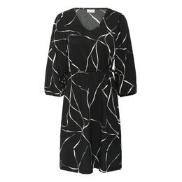 Midikleid Kaffe "Kleid KAkatrine", Damen, Gr. M, N-Gr, schwarz (schwarz, chalk graphic lines), Obermaterial: 98% Polyester PES. 2% Elasthan EL., Kleider Midikleid