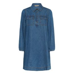Midikleid Culture "Kleid CUbayla", Damen, Gr. L, N-Gr, blau (dunkelblau wash), Obermaterial: 90% Baumwolle CO. 10% Lyocell CLY., Kleider Midikleid
