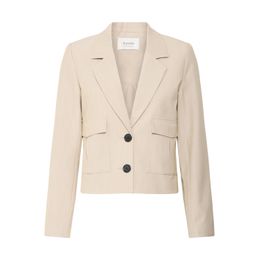 Blusenblazer B.Young "Blazer BYDANTA", Damen, Gr. 38, beige (humus melange), Obermaterial: 88% Polyester PES. 8% Viskose CV. 4% Elasthan EL., Blazer Blusenblazer