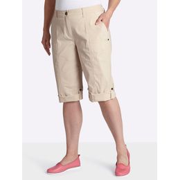 Bermudas sheego, Damen, Gr. 48, Normalgr&ouml;&szlig;en, sand, 97% Baumwolle, 3% Elasthan, unifarben, Hosen Bermudas