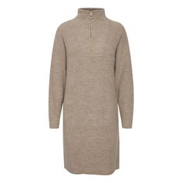 Midikleid B.Young "Kleid BYMISHA", Damen, Gr. L, N-Gr, grau (cement melange), Obermaterial: 55% Polyacryl PAN. 27% Nylon NY. 10% Polyester PES. 6% Wolle mw. 2% Elasthan EL., Kleider Midikleid