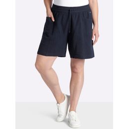 Shorts sheego, Damen, Gr. 44, Normalgr&ouml;&szlig;en, tiefblau, 100% Baumwolle, unifarben, Hosen Shorts