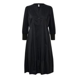 Midikleid Culture "Kleid CUantoinett", Damen, Gr. L, N-Gr, schwarz, Obermaterial: 65% Baumwolle CO. 33% Polyester PES. 2% Elasthan EL., Kleider Midikleid
