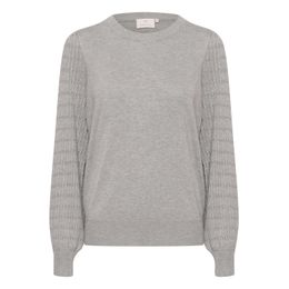 Strickpullover Kaffe "Strickpullover KAnanna", Damen, Gr. XS, grau (grau melange), Obermaterial: 80% Viskose CV. 20% Nylon NY., Pullover Strickpullover