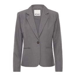 Blusenblazer Ichi "Blazer IXDORTHEA", Damen, Gr. 38, grau (forged iron), Obermaterial: 95% Polyester PES. 5% Elasthan EL., Blazer Blusenblazer